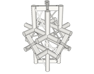 Square Truss 4-Way Junction With Leg Up, Down - Metalworx