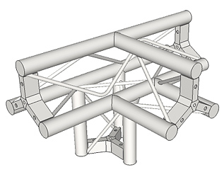 Tri Truss 3-Way Junction With Leg, Apex Up - Metalworx